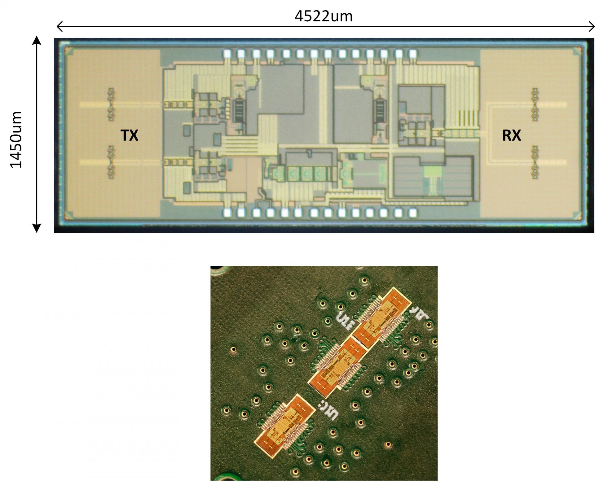 A compact 140GHz radar chip for detecting small movements, such as ...